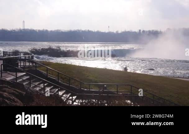 Stairs In Front Of Niagara Falls - Static Stock Video Footage - Alamy