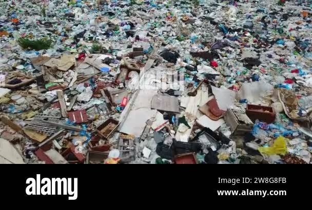 Garbage brought by the ocean, a garbage platform. The concept of ...