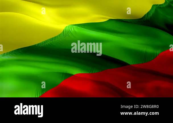 Lithuanian flag Closeup 1080p Full HD 1920X1080 footage video waving in ...