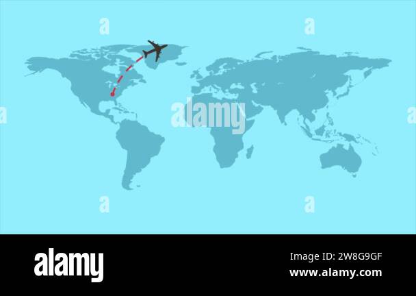 World map of airline airplane flight path. Travel around the world ...