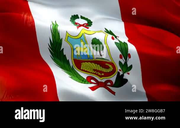Peru flag Motion Loop video waving in wind. Realistic Peruvian Flag ...