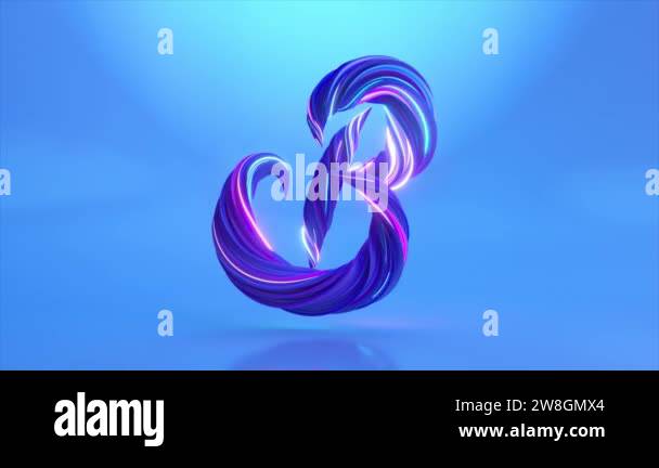 Collection Living Alphabet. Unique twisted letters. Blue neon. Letter B ...