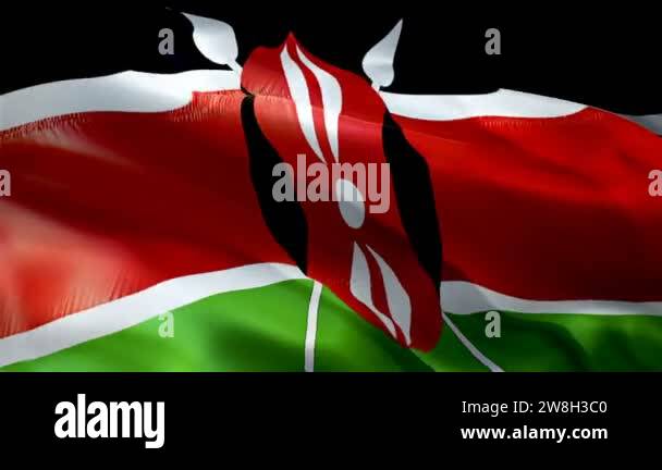 Kenya flag Motion Loop video waving in wind. Realistic Kenyan Flag background. Kenya Flag ...