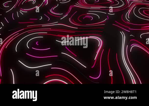 Topographic pattern of neon lines. Motion. Pattern of moving neon lines ...