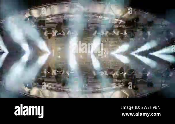 Multicolored light at a music festival. Abstract Concert stage ...