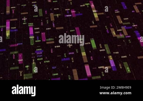 Vertically flowing geometric shapes and different digits, seamless loop. Animation. Concept of ...