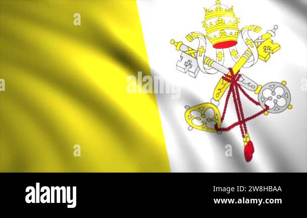 Vatican national flag, abstract fabric with ripples. Motion. White and ...