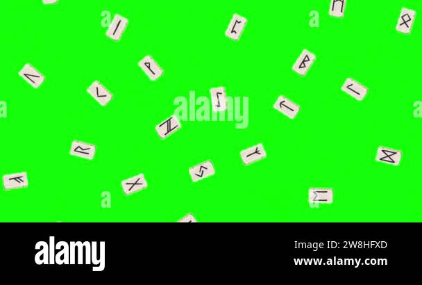 Animation with magic rune symbols on green screen. Runes seamless ...