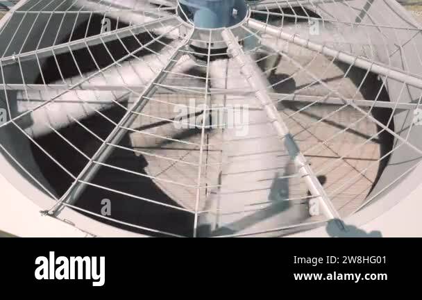 Cooling tower from a drone. Industrial cooling towers. Wet cooling ...