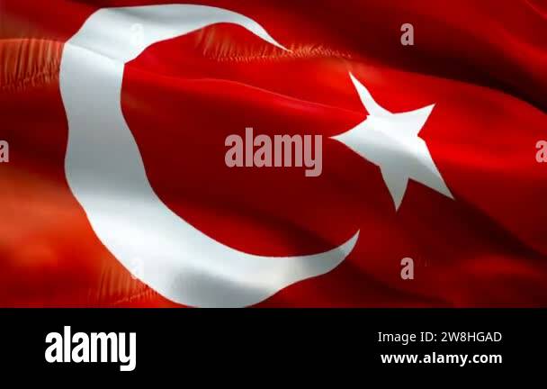 Turkish flag Closeup 1080p Full HD 1920X1080 footage video waving in ...