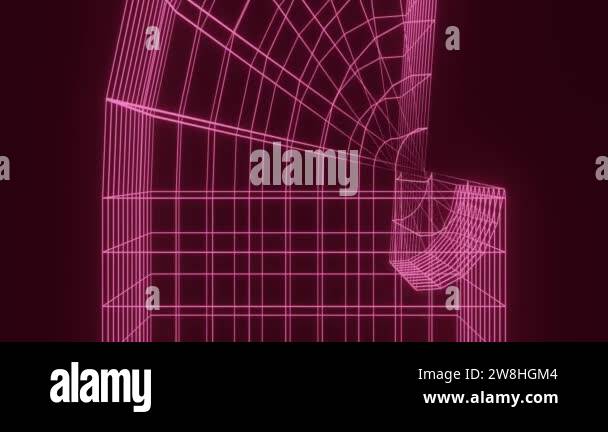 The pink lattice structure bends into a spiral formation, and then ...