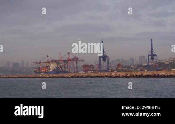 Construction Site In Front Of City View From Boat - Slide - Left To ...