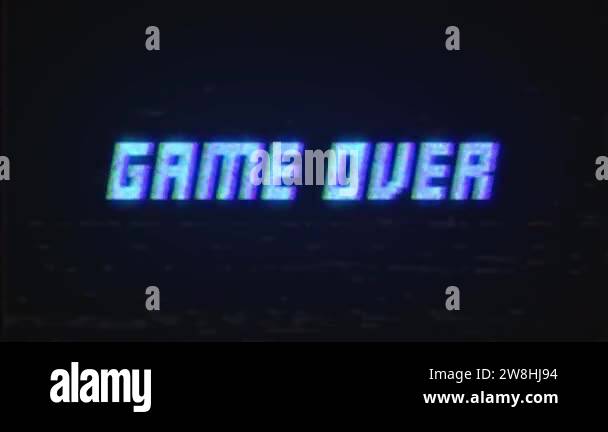 GAME OVER retro VHS TV screen with glitch effect. Looped glitch ...