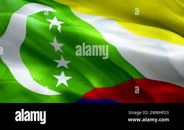 Comoros flag Motion Loop video waving in wind. Realistic Comoro Flag ...