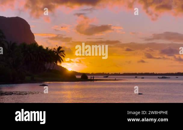 Warm glow of the sundown video footage along the ocean. The best sunset ...