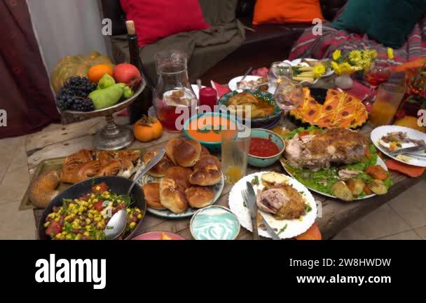 Turkey Leftovers after Thanksgiving Dinner. Food loss and waste. Empty ...