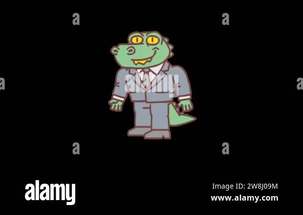 Alligator shows thumbs up and smiles. Frame by frame animation. Alpha ...