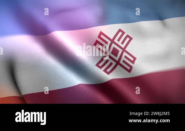 International flag of Mari . Mari flag seamless closeup waving ...
