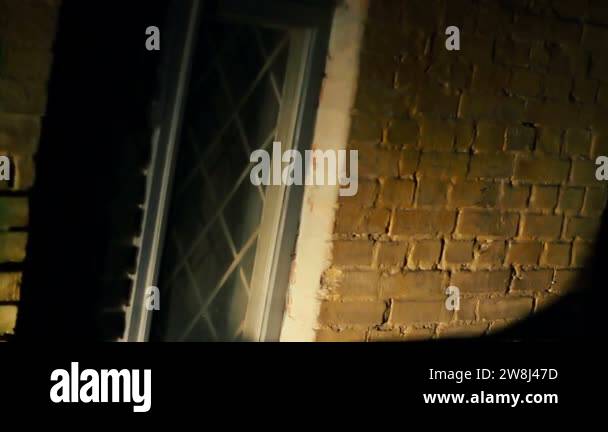 Shadow of cruel maniac chopping victim in dark backstreet, terrible ...