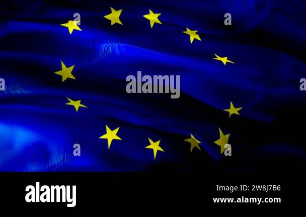 EU Loops Euro Flag Closeup 1080p Full HD 1920X1080 footage video waving ...