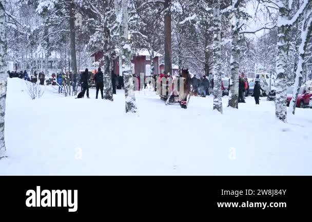 Umea, Sweden - December 05, 2021 Horse riding for Santa fairytale by ...