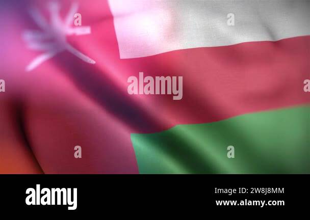 International flag of Oman. Oman flag seamless closeup waving animation. Computer generated Oman ...