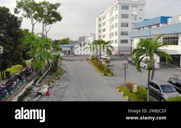 Carpark with a security guard house - dolly forward Stock Video Footage ...