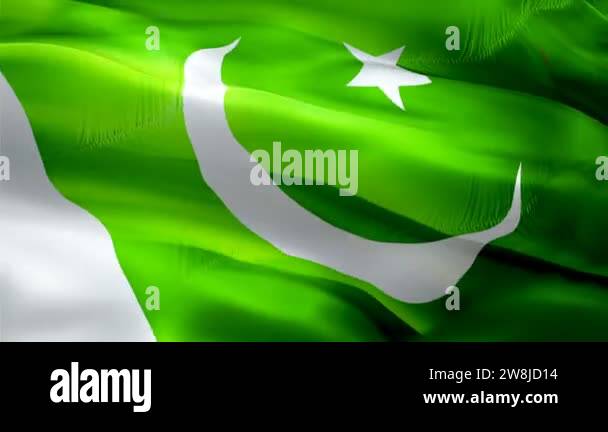 Pakistan flag Motion Loop video waving in wind. Realistic Pakistani ...