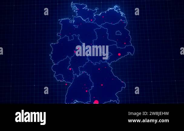 Video animation of a map of Germany with 16 federal states and Corona ...
