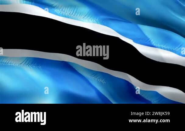 Botswana flag Motion Loop video waving in wind. Realistic Botswanian ...