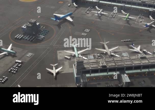 3d Airport Render Model Top View Stock Video Footage - Alamy