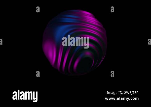 Liquid Sphere 3d animation with blue purple light. Abstract morphing sphere. 4k seamless loop ...