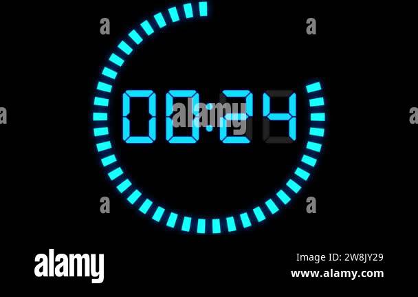 Digital clock 30 seconds countdown timer animation motion graphics Stock Video Footage - Alamy