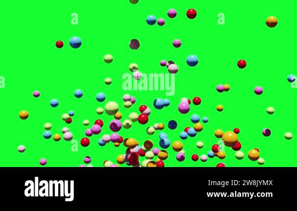 motion of colorful animated spheres - 3d animation on green screen ...