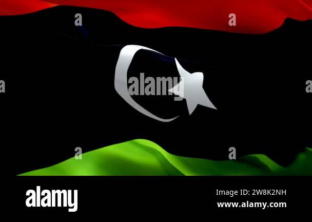 Libya flag Motion Loop video waving in wind. Realistic Libyan Flag ...