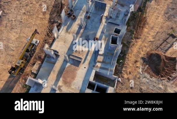 Top view of a multi-storey residential building under construction ...
