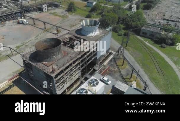 Factory cooling system. Wet type cooling tower. Cooling tower at the ...