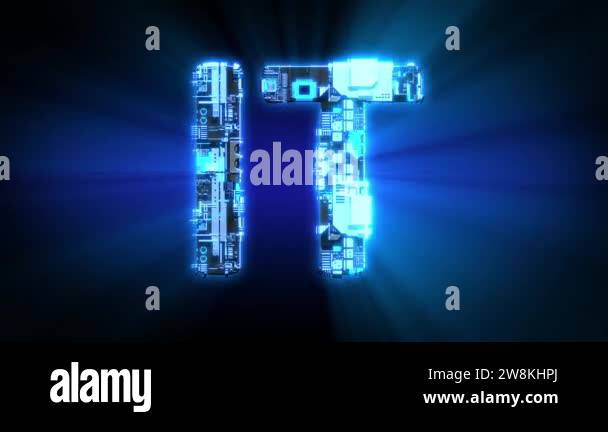 IT shining blue digital cyber text, isolated - loop video Stock Video ...