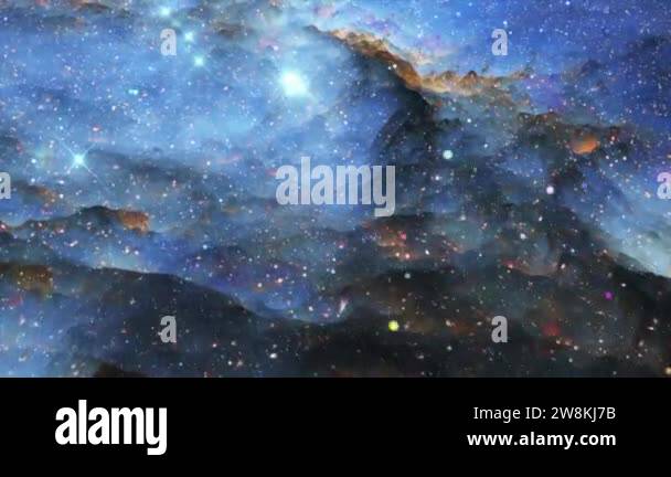 Space Nebula science astronomy background. Fly through large clusters ...