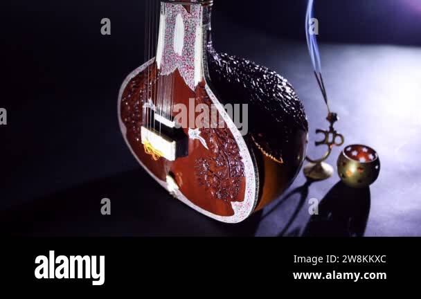Sitar, a String Traditional Indian Musical Instrument Stock Video ...