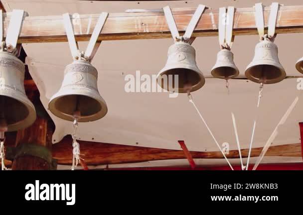 Bells are ringing in the old church bell tower. Religious holidays and ...