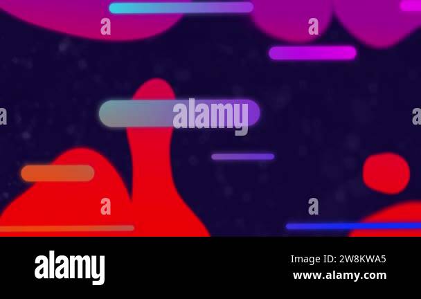 Animation of colourful capsule shapes moving horizontally over red lava ...