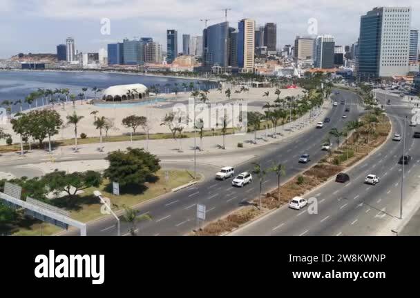 Luanda Angola - 12 13 2021: Aerial drone footage of downtown Luanda ...