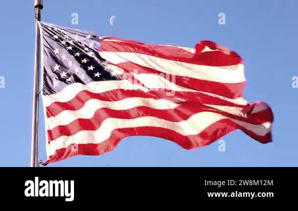 American flag flying over the Korean War Veterans Memorial Stock Video ...
