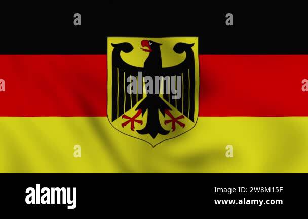 Germany coat of arms flag closes up waving video animation. Flag ...
