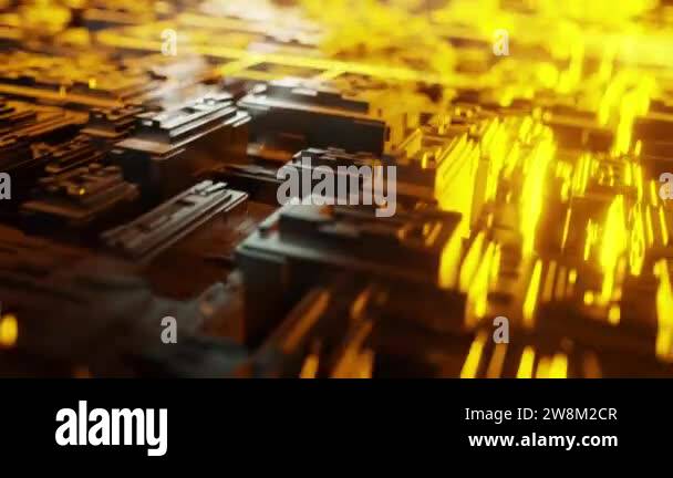 Futuristic 3D neon style loop in orange with abstract geometry motion ...