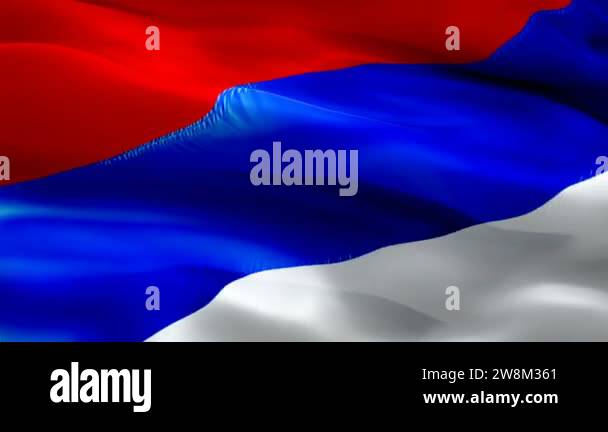 Serbian flag Closeup 1080p Full HD 1920X1080 footage video waving in ...
