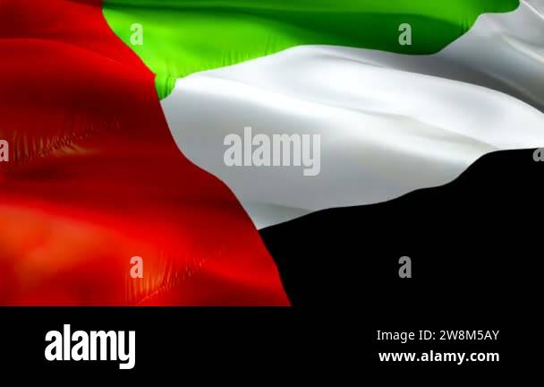 UAE flag waving in wind video footage Full HD. Realistic UAE Flag ...