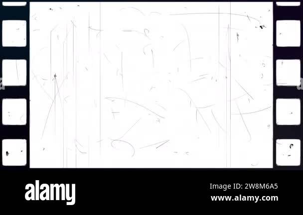 4k animation of an old film strip with scratches and damage. Retro ...