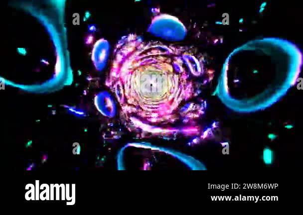 4K loop 3D animation. Abstract neon lines move in space. Seamless VJ loop for music videos ...